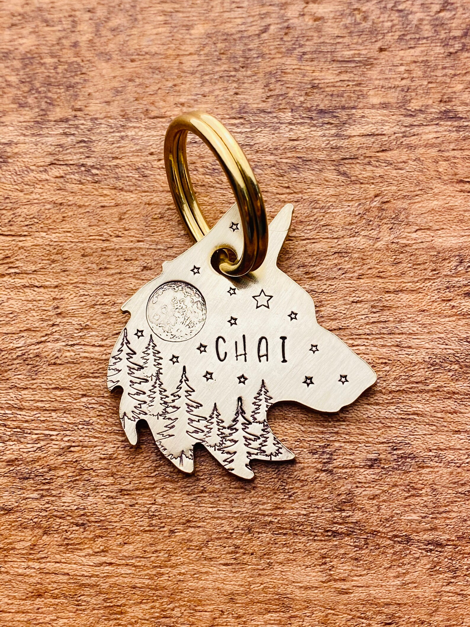 Wolf Head Pet Tag Wolf Dog Tag Personalized Pet Tag Hand - Etsy
