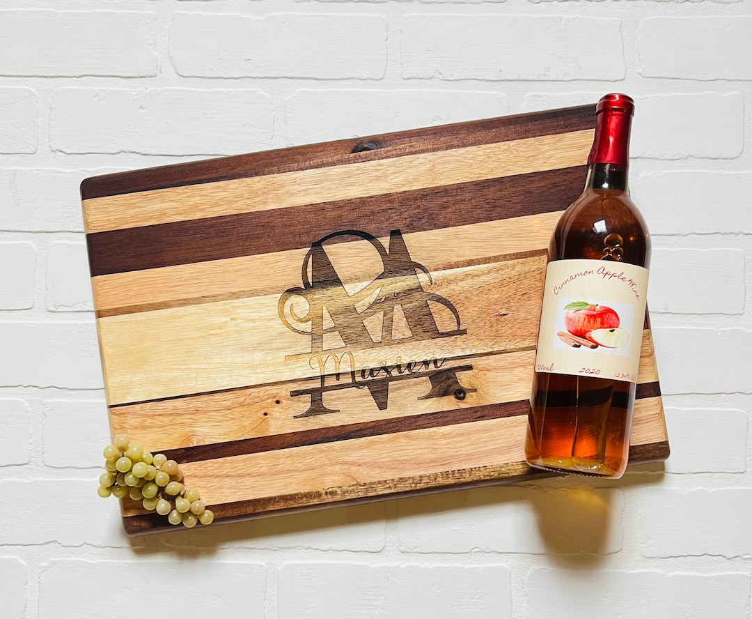 Engraved Butcher Block Board: Personalized Family Initial Monogram - Etsy