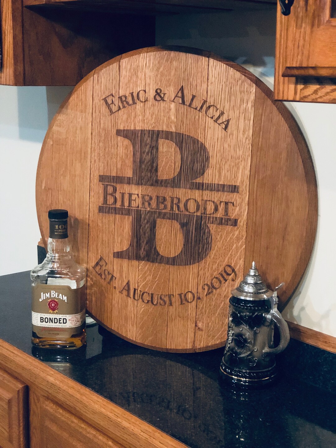 Laser Engraved Bourbon Barrel Lid/personalized Barrel Head/unique ...