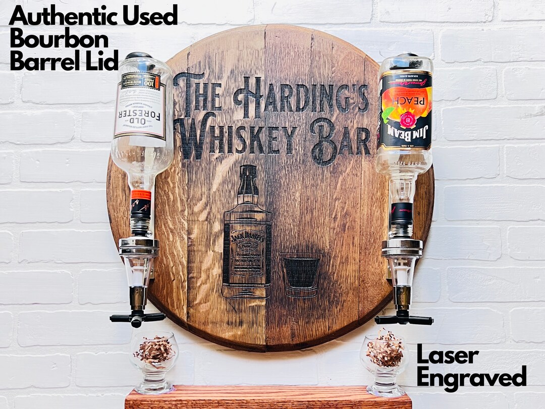 Authentic Bourbon Barrel Lid/liquordispenser/laser Engraved Bourbon ...