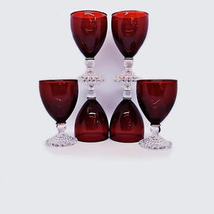 Vintage Kitchenware of Ruby Red Glass by Anchor Hocking Glass 6 Piece ...