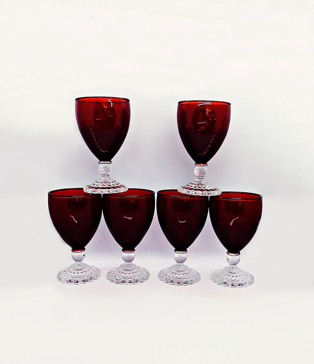 Vintage Kitchenware of Ruby Red Glass by Anchor Hocking Glass 6 Piece ...