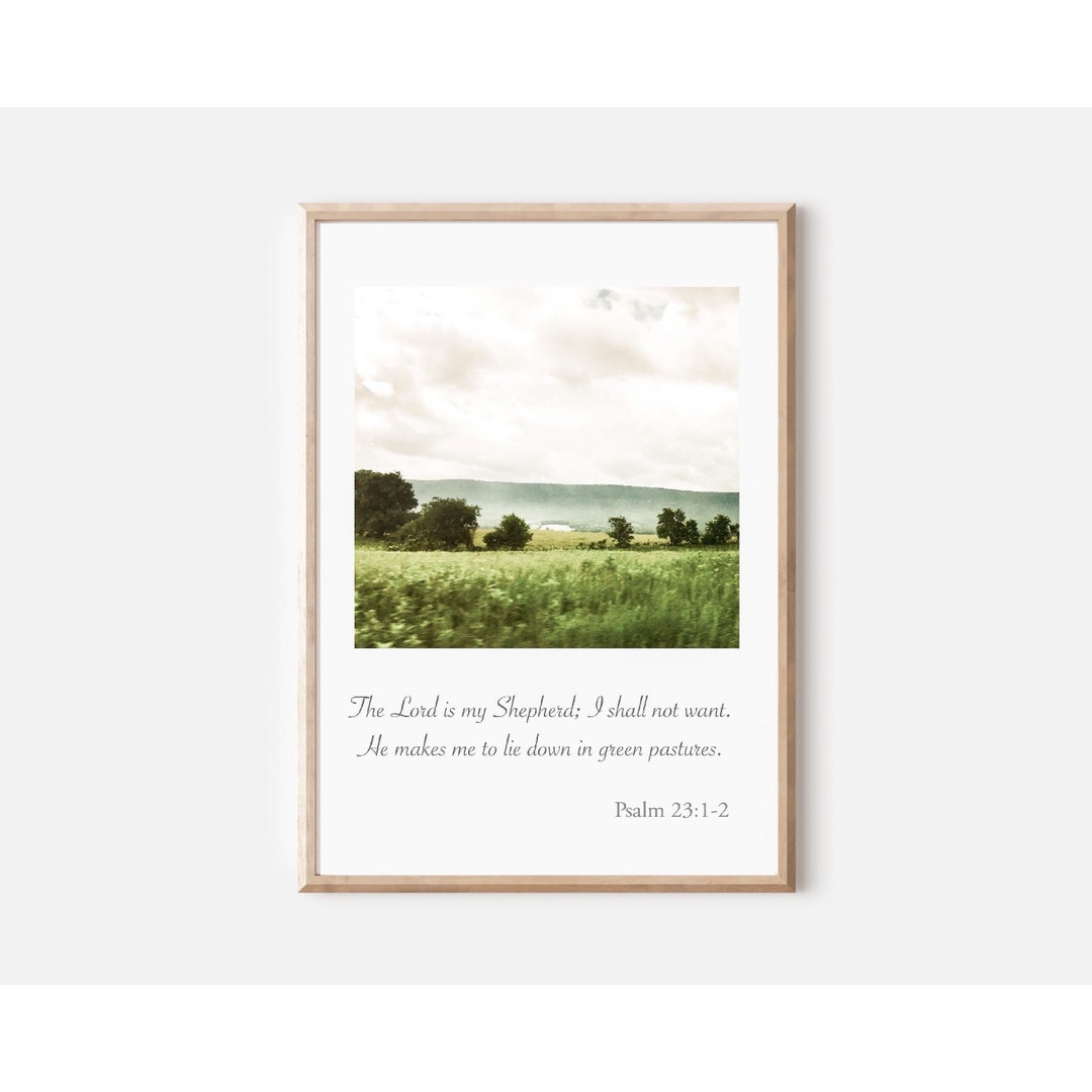 Psalm 23 Green Pastures Meadows, Christian Scripture Printable Art ...
