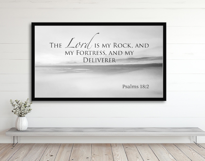 Samsung Frame TV Art, Psalm Bible Verse Art, Gray Modern Wall Art ...