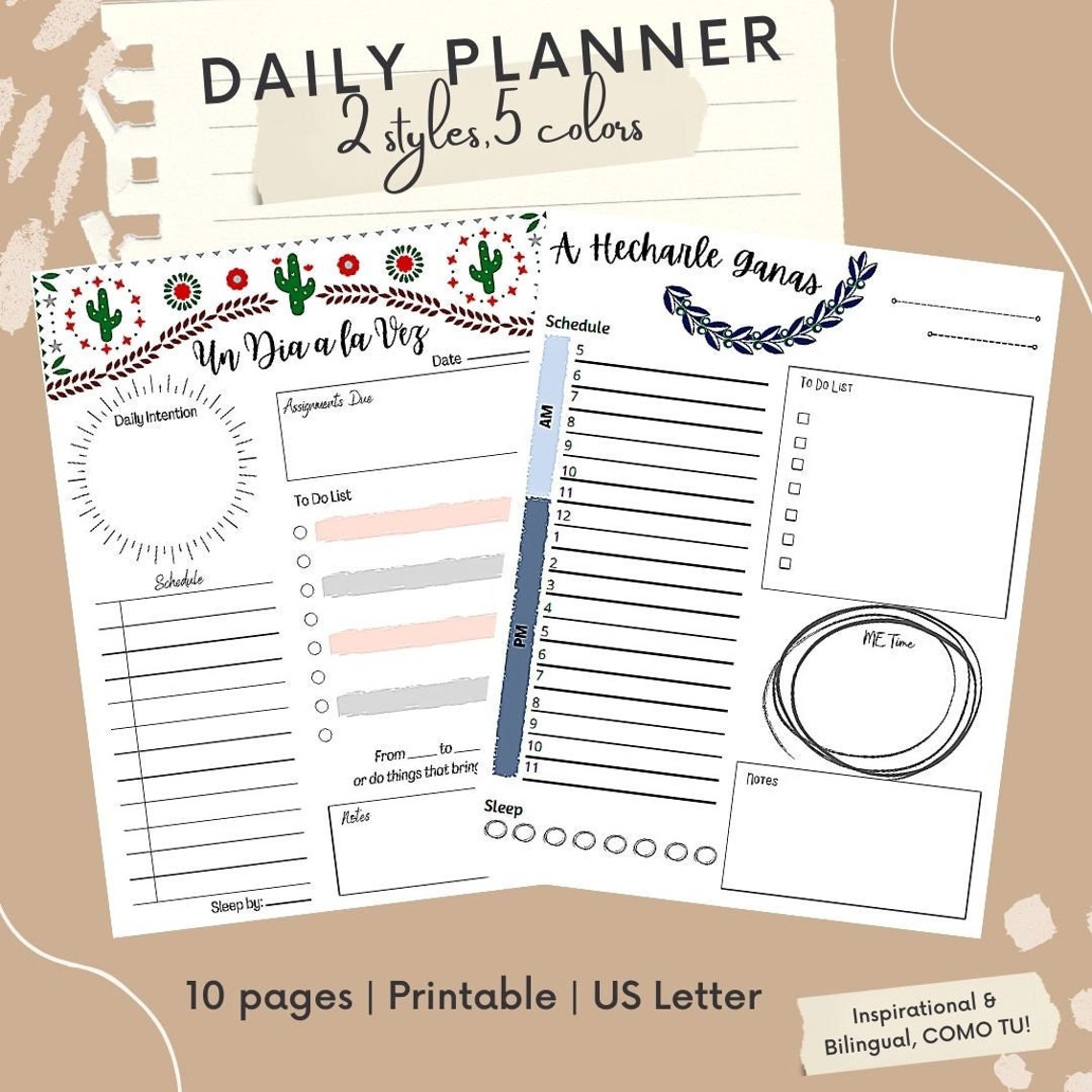 Motivational Daily Planner - Spanglish - Etsy