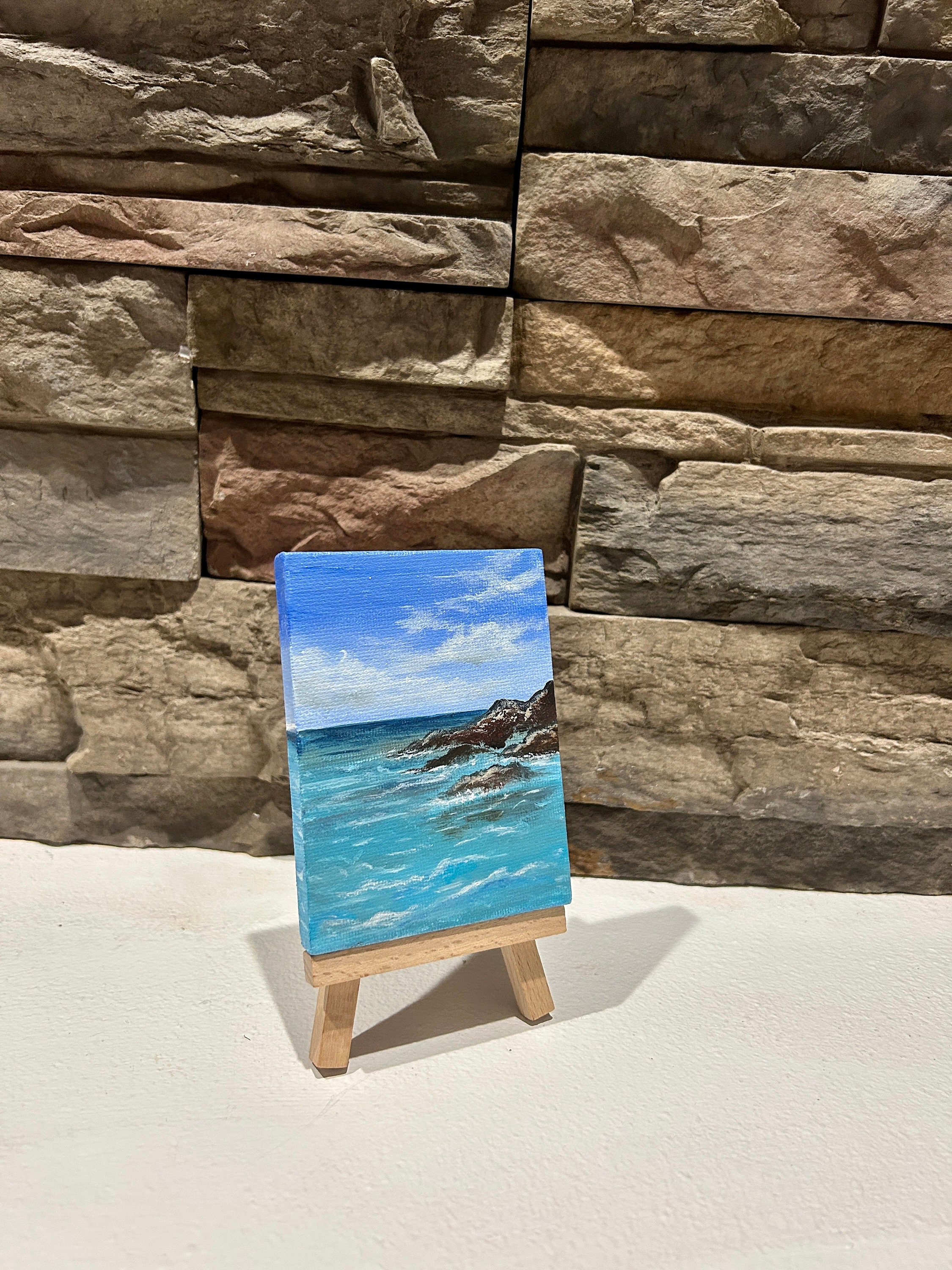Mini Acrylic Painting With Easel, Seascape, Landscape, Nature, Sea ...