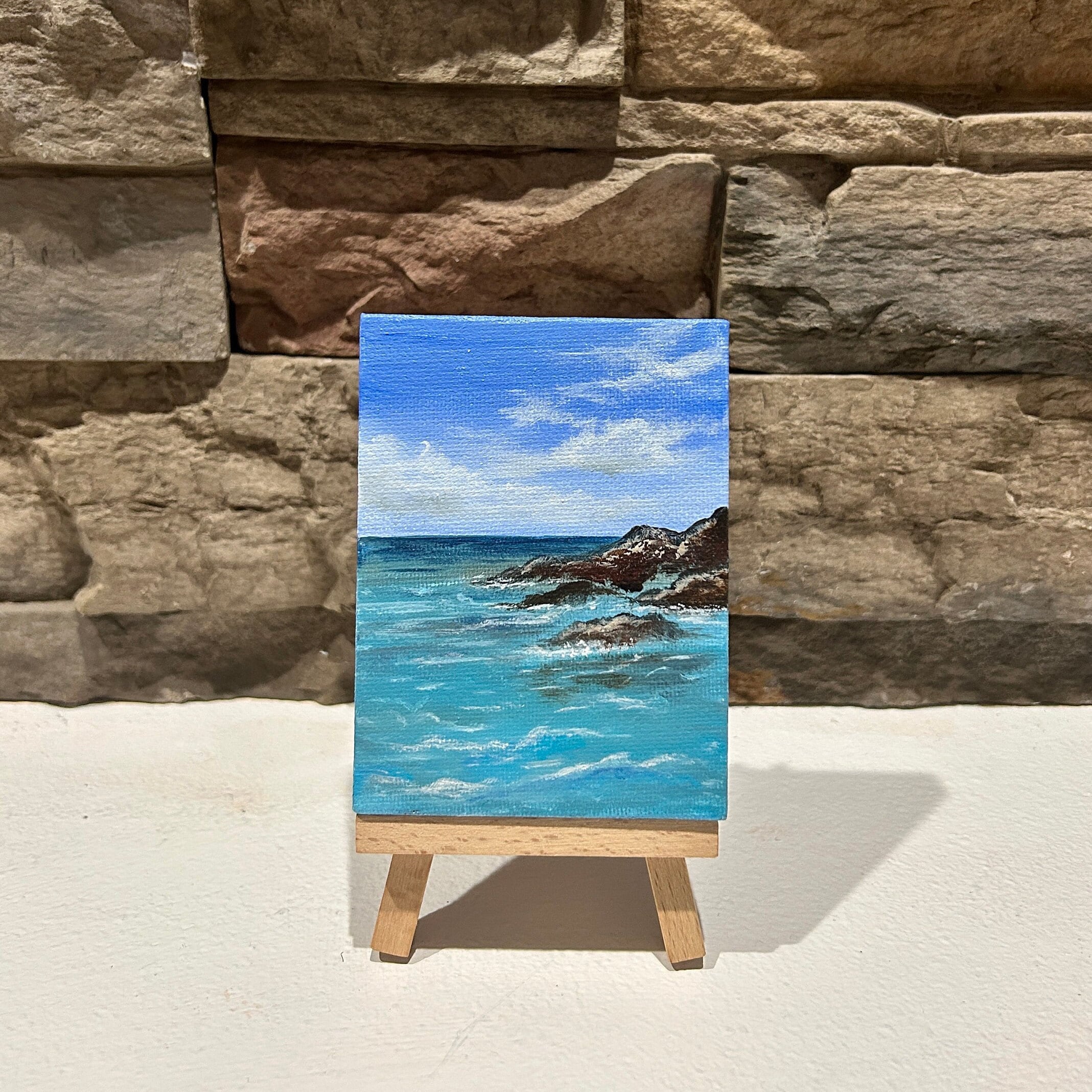 Mini Acrylic Painting With Easel, Seascape, Landscape, Nature, Sea ...