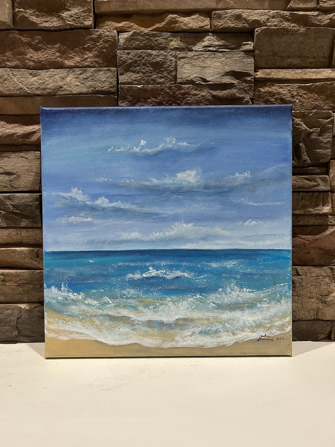 Acrylic Painting, Seascape, Ocean, Sea, 12x12 Painting, Canvas Art ...