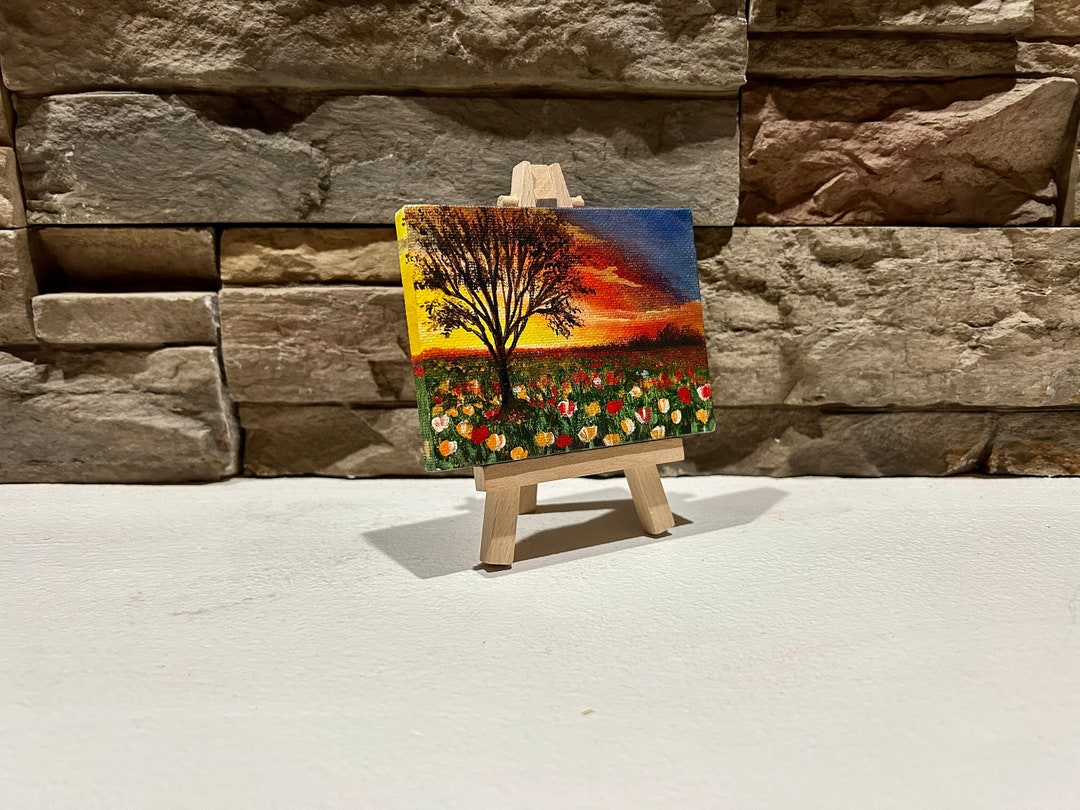 Flower Acrylic Painting, 3x4, Landscape, Nature, Sunset, Home Decor ...