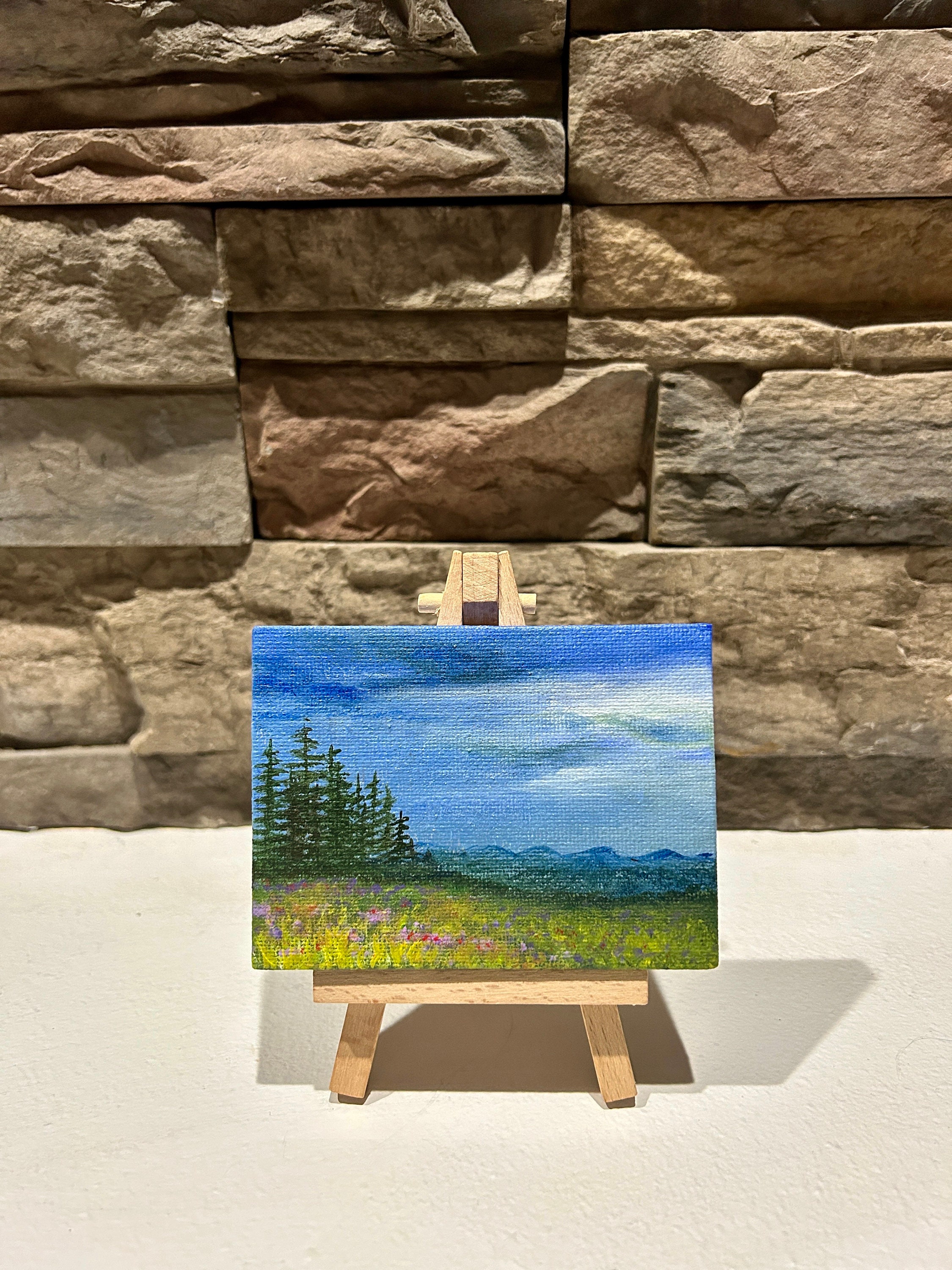 Mini Acrylic Painting, Nature, Painting With Easel, Decor, Landscape ...