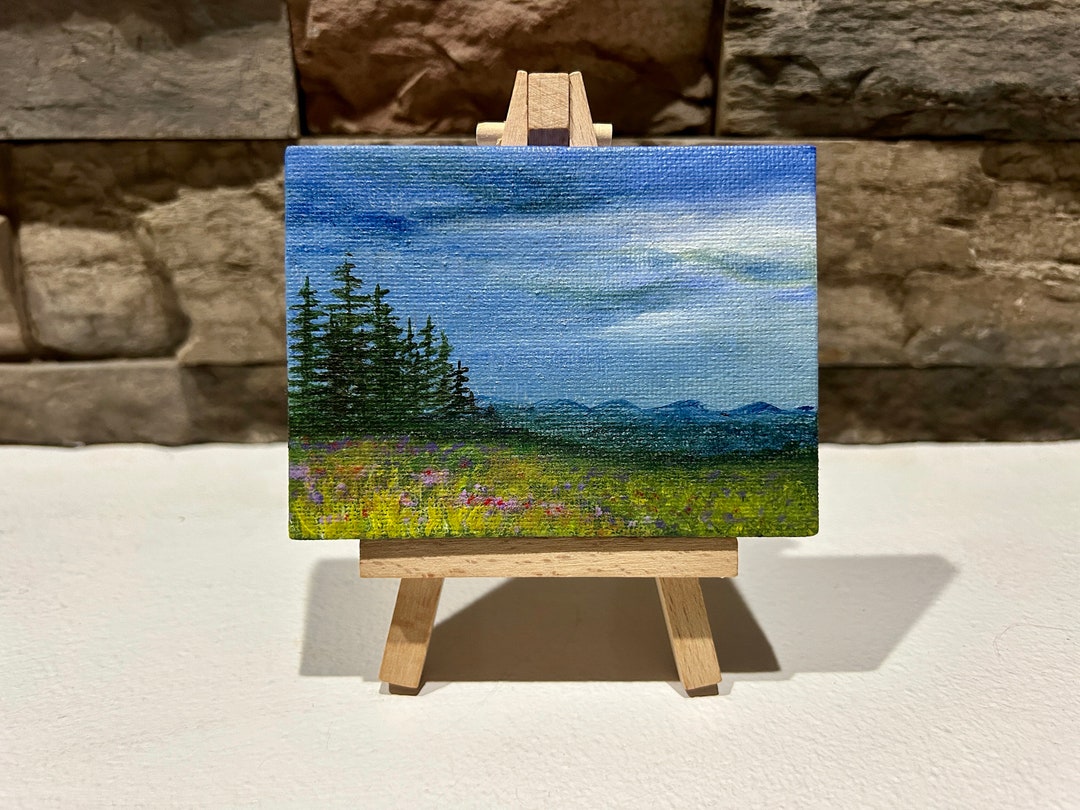 Mini Acrylic Painting, Nature, Painting With Easel, Decor, Landscape ...