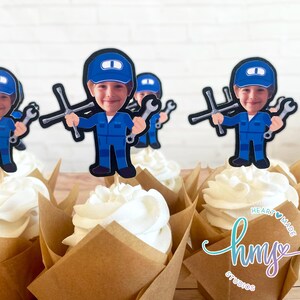 Mechanic Cupcake Toppers, Personalized Mechanic Cupcake Toppers ...