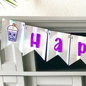 Boba Birthday Banner,boba Tea,3d Banner,milk Tea,pearl Tea,bubble Tea ...
