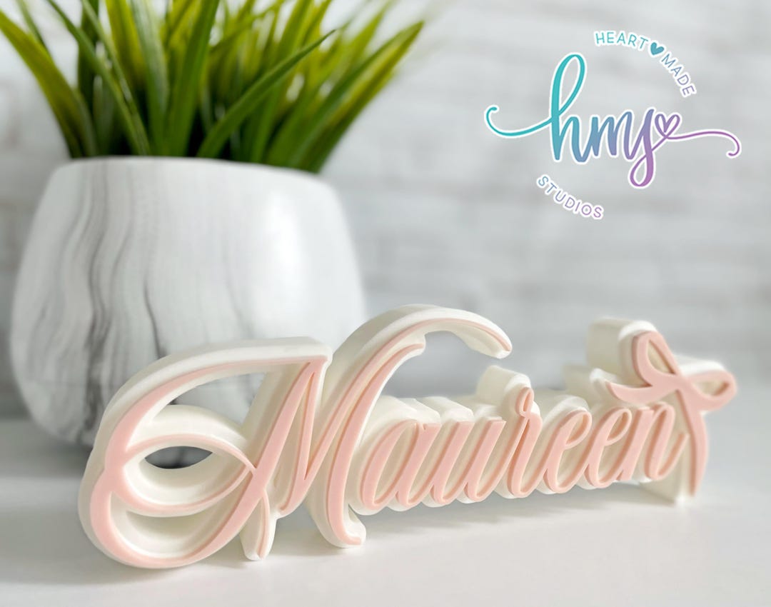 Personalized Name Plate With Bow,name Plate, 3D Printed Name Plate ...
