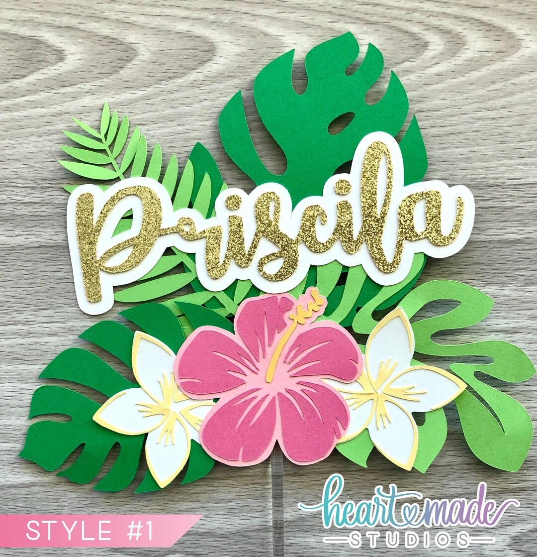 Tropical Cake Topper,tropical Party,luau,hawaiian Cake Topper,hibiscus ...