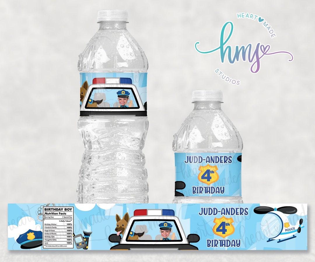 Police Water Bottle Labels, Birthday Water Bottle Labels, Police Party ...