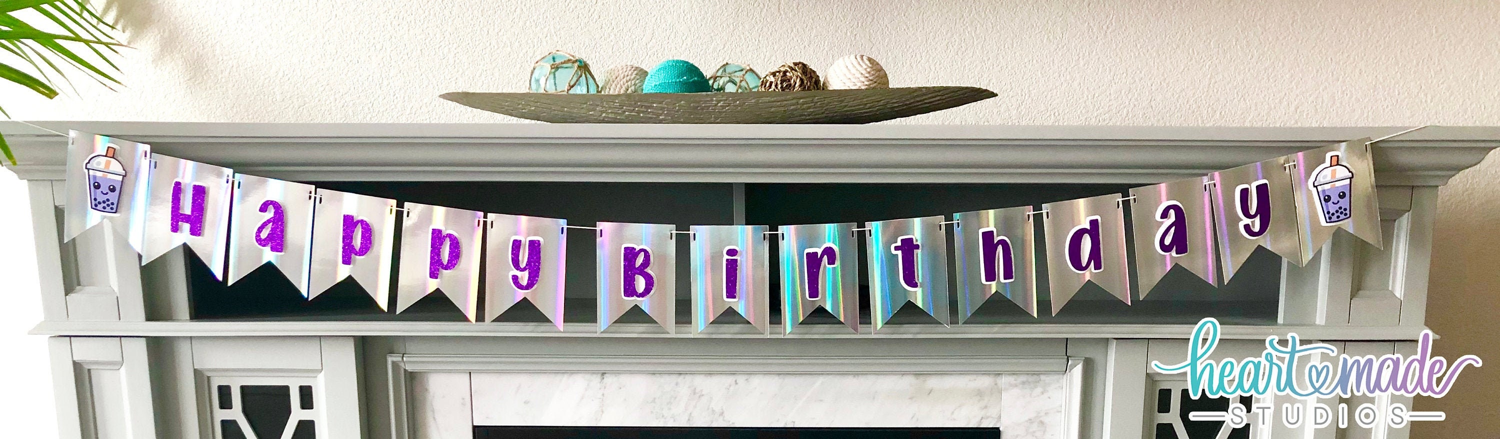 Boba Birthday Banner,boba Tea,3d Banner,milk Tea,pearl Tea,bubble Tea ...