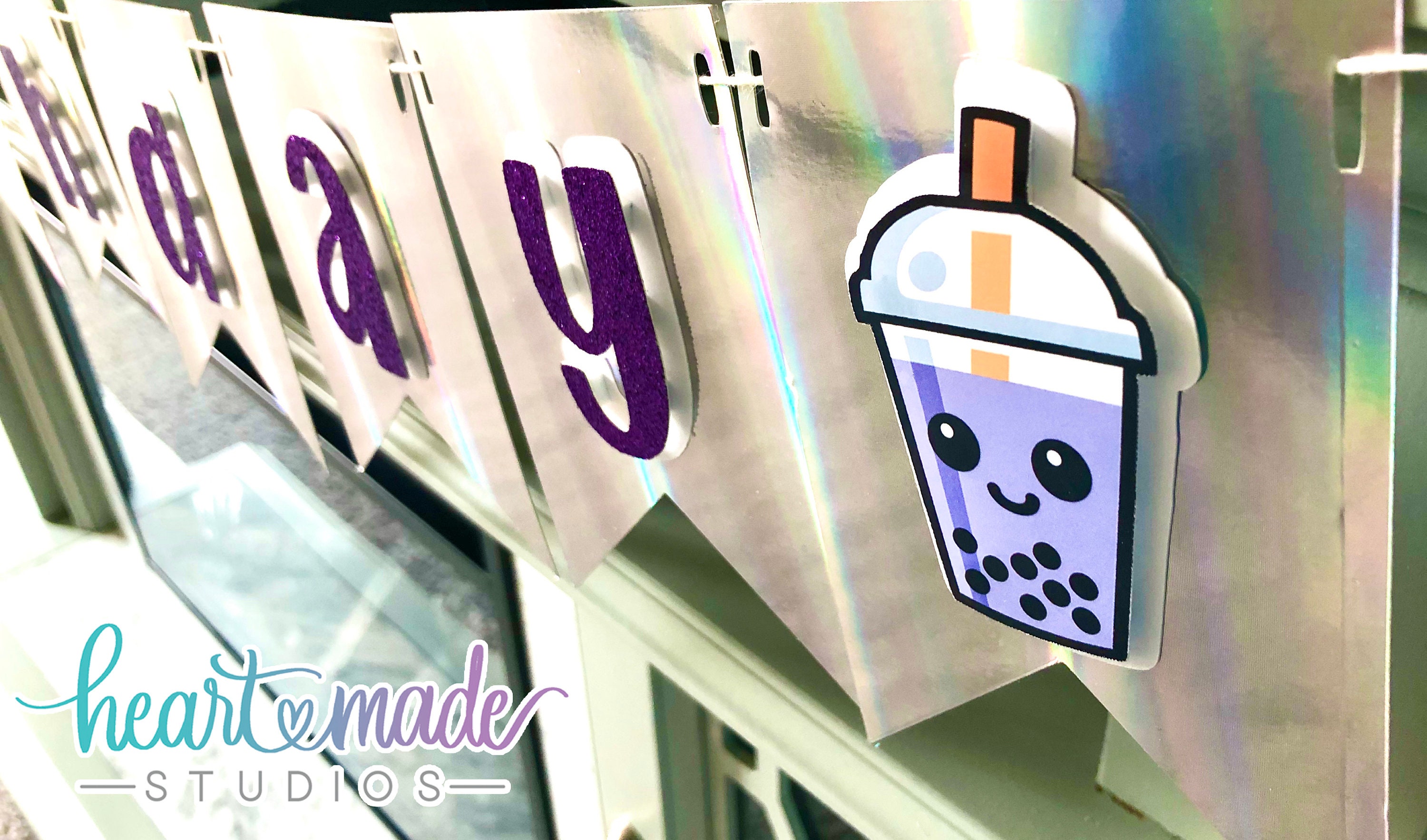 Boba Birthday Banner,boba Tea,3d Banner,milk Tea,pearl Tea,bubble Tea ...