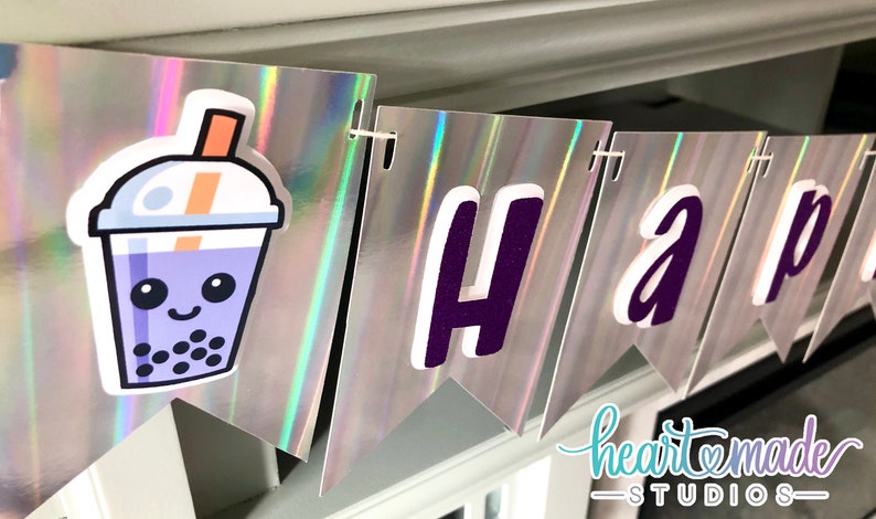 Boba Birthday Bannerboba Tea3d Bannermilk Teapearl - Etsy
