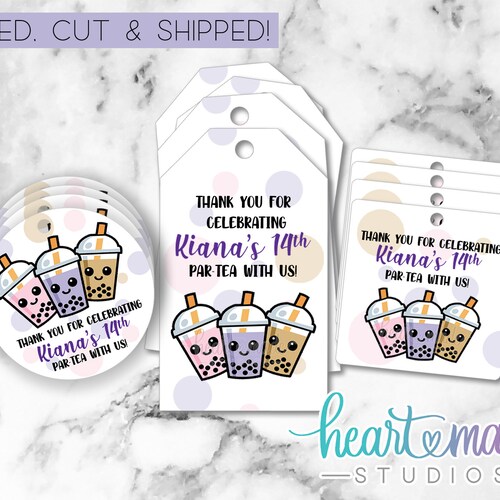 Custom Printable Boba Bubble Tea Thank You Tags Party Favor - Etsy