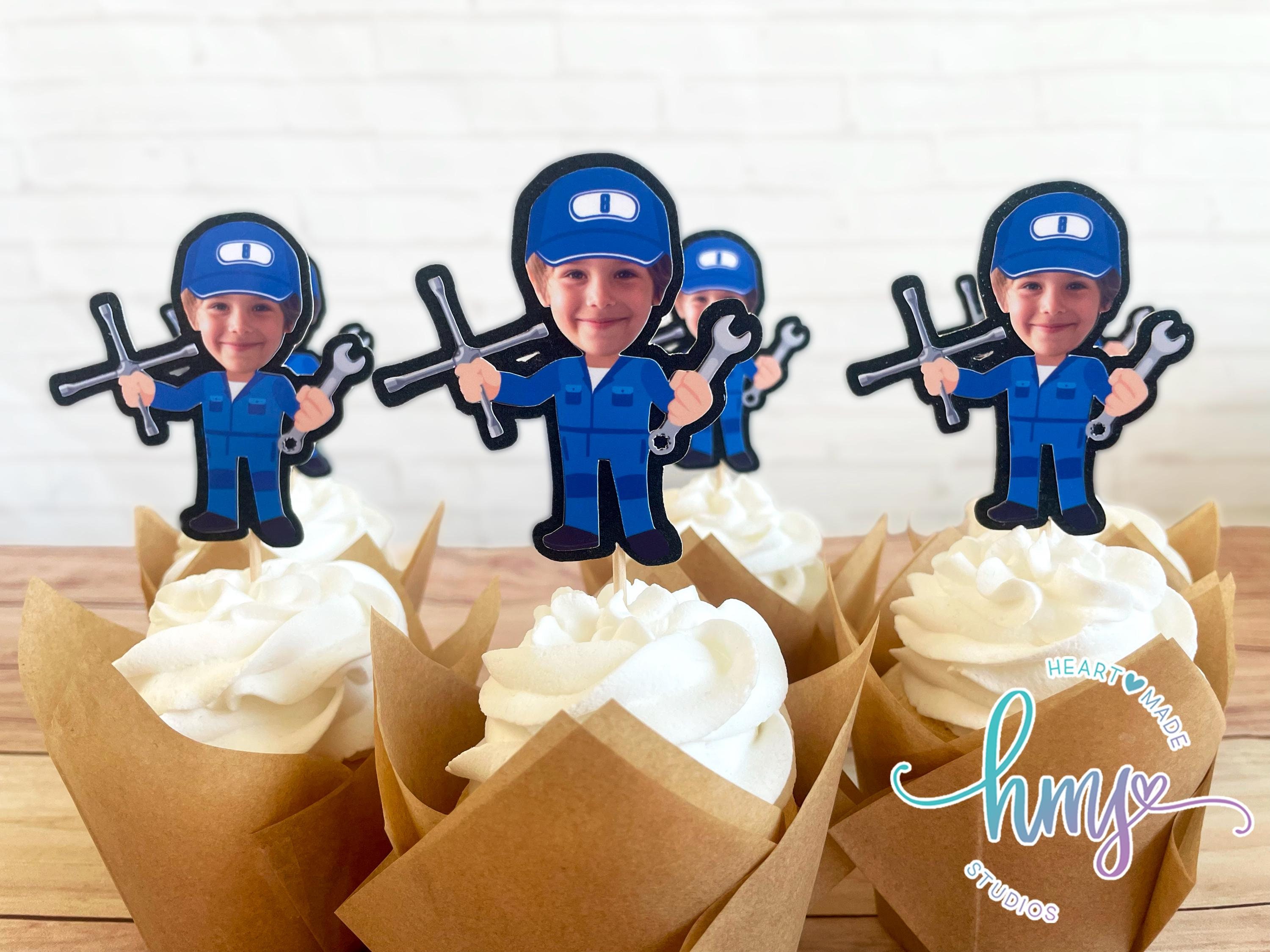 Mechanic Cupcake Toppers, Personalized Mechanic Cupcake Toppers ...