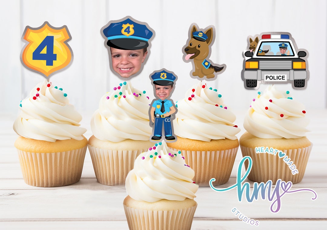 Police Cupcake Toppers Personalized,police Cupcake Toppers,police ...