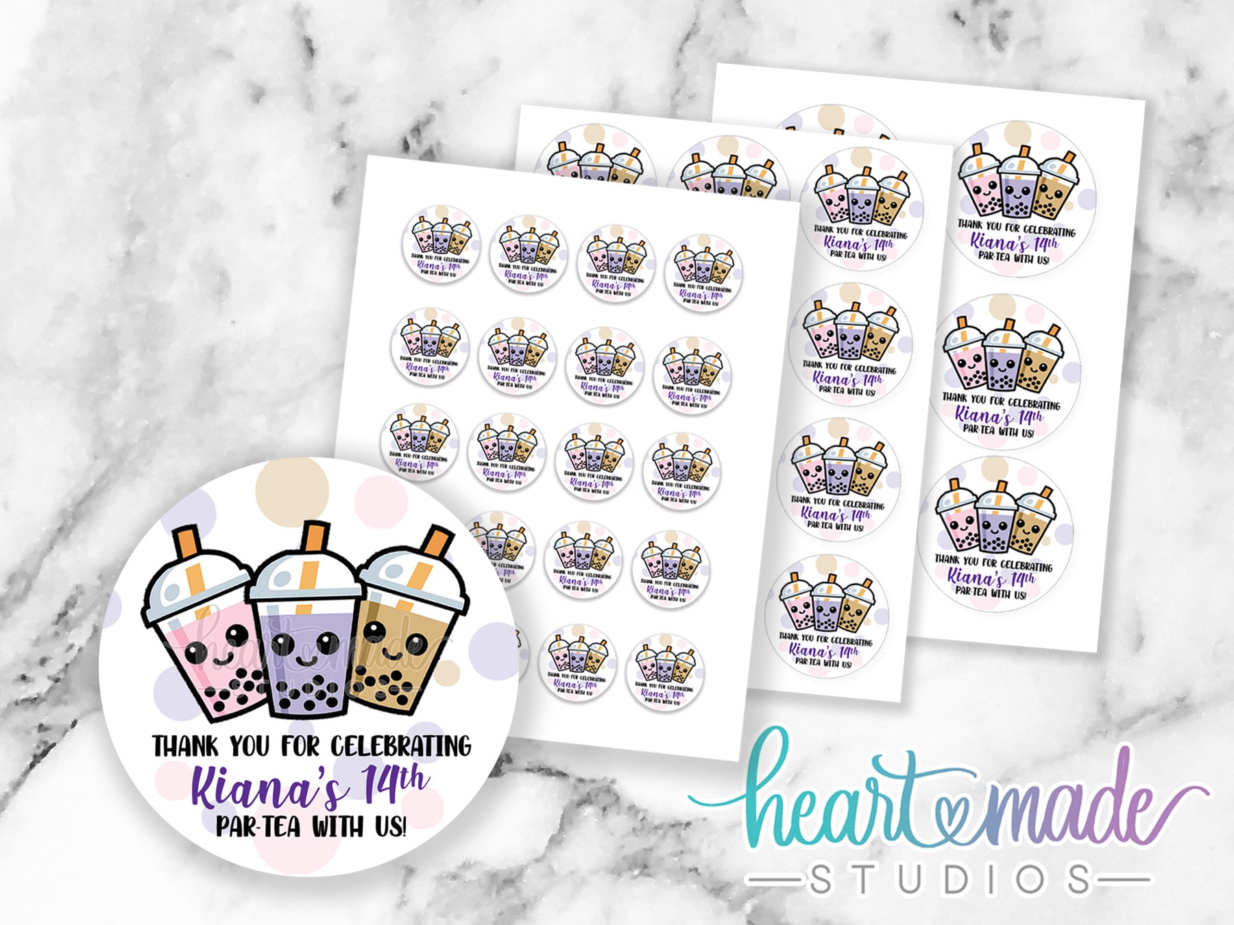 Boba Tea Favor Stickers Boba Favor Labels Boba Stickers | Etsy