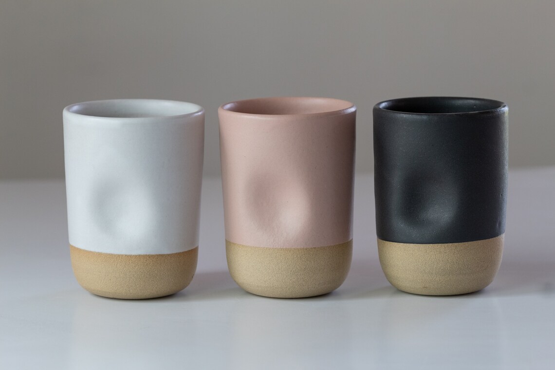 Large Indent ceramic mug/thumbprint tumblers/minimalist tea | Etsy