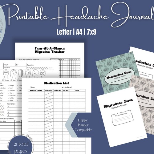 Daily Health Tracker Printable Tracker Headache Journal - Etsy