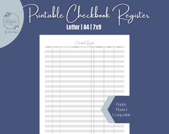 Printable Checkbook Register Financial Planner Budget Tracker | Etsy