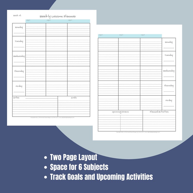 Printable Weekly Lesson Planner | Weekly Homeschool Planner ...