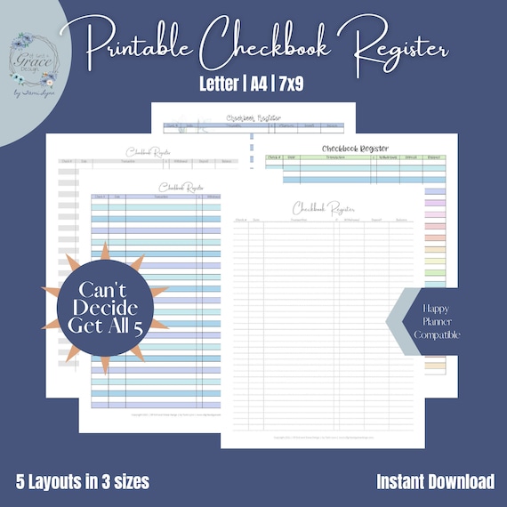 Printable Checkbook Register Income and Expense Tracker | Etsy