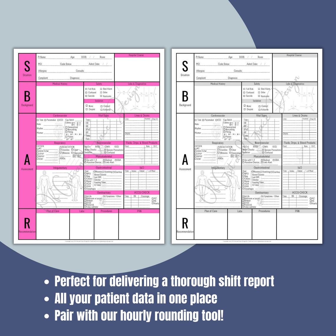 Printable SBAR Nurse Report Sheet, Student Nurse Report Sheet, ICU ...