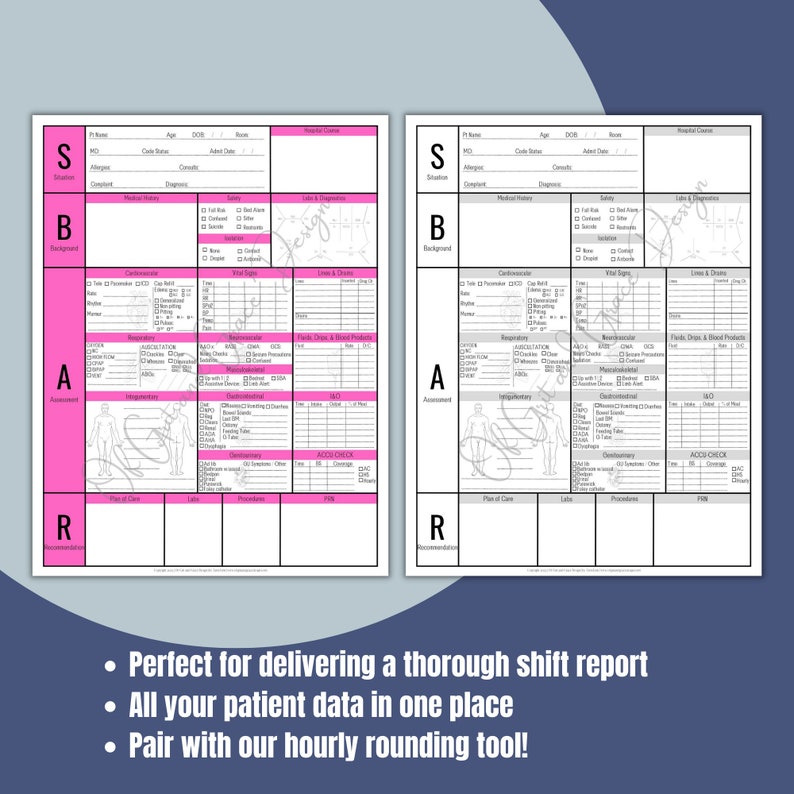 Printable SBAR Nurse Report Sheet, Student Nurse Report Sheet, ICU ...