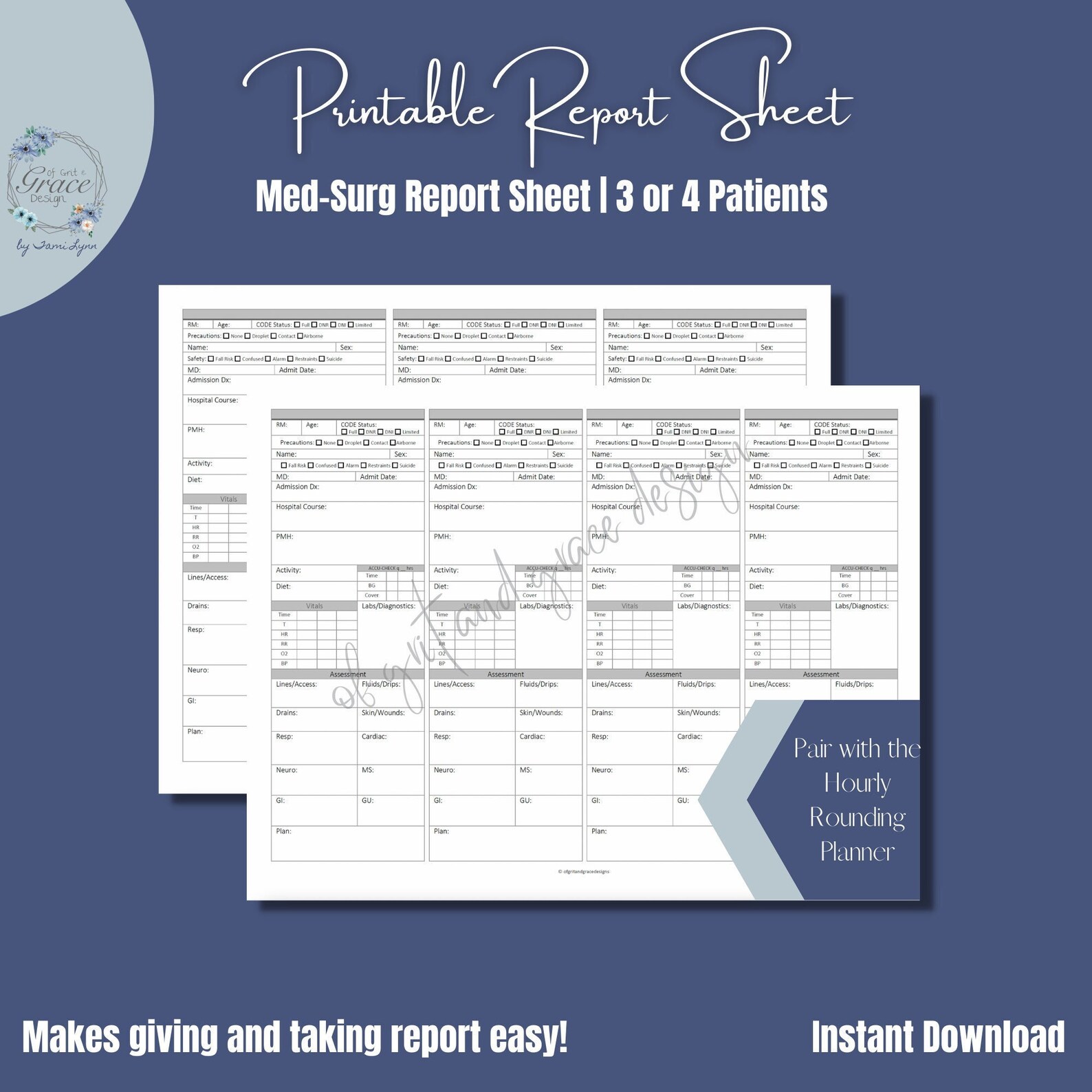 Printable Med-surg Report Sheet, Telemetry Nurse Patient Brain Sheet ...