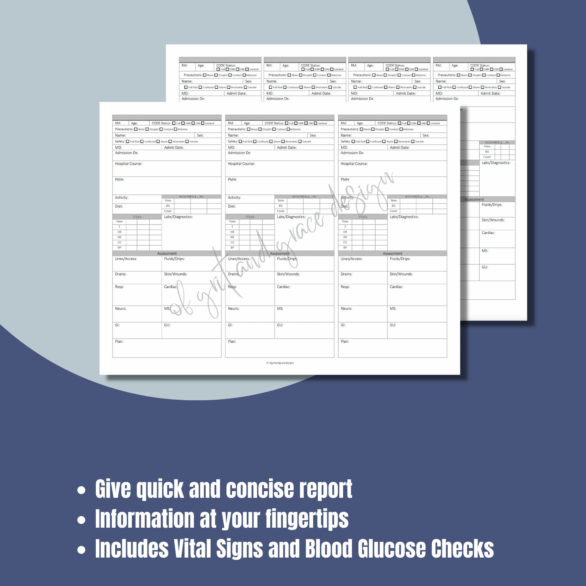 Printable Med-surg Report Sheet, Telemetry Nurse Patient Brain Sheet ...