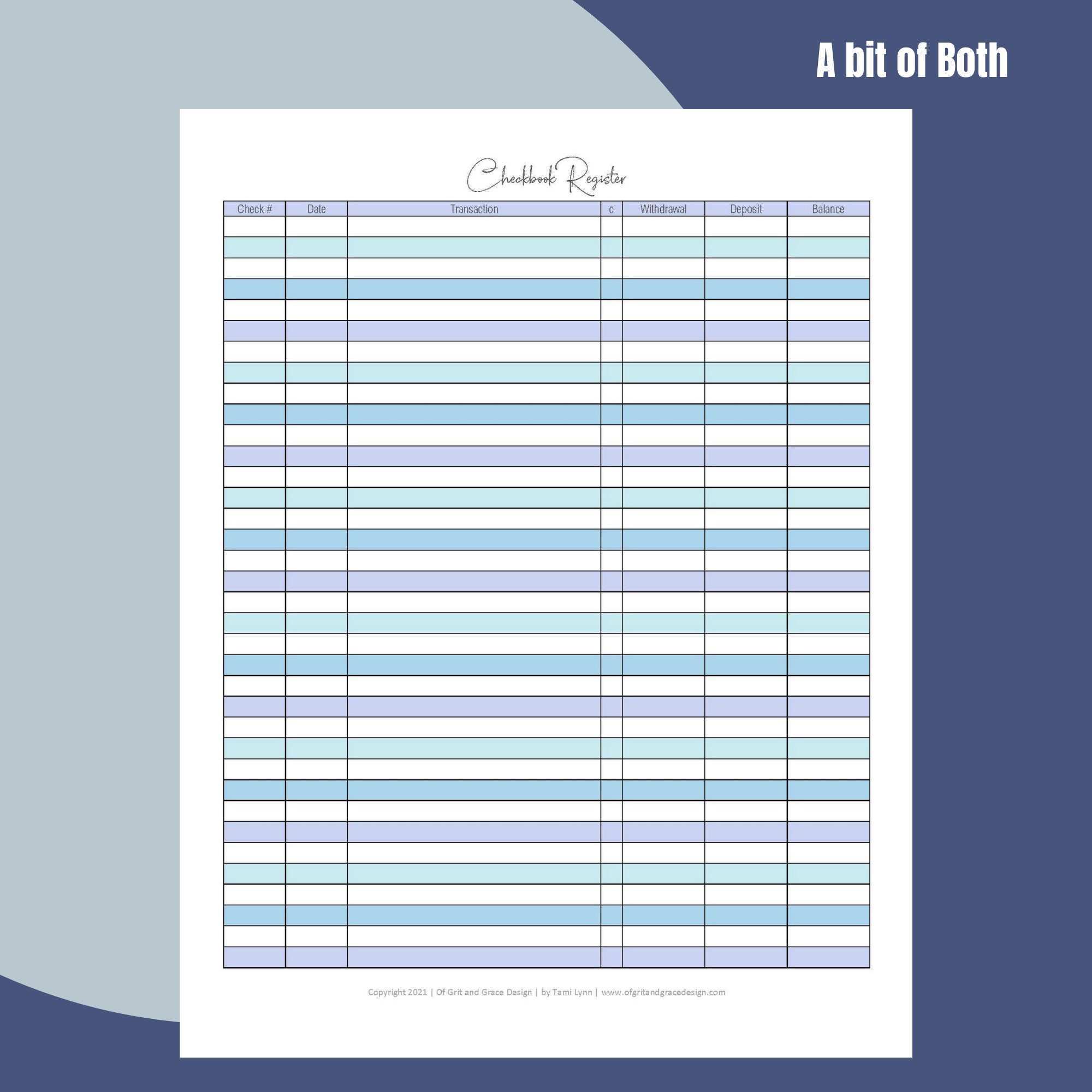 Printable Checkbook Register Income and Expense Tracker Financial ...