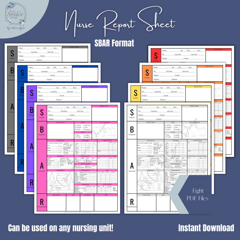 Printable SBAR Nurse Report Sheet, Student Nurse Report Sheet, ICU ...