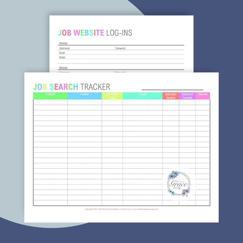 Printable Job Search Tracker | Job Application Tracker | Interview ...