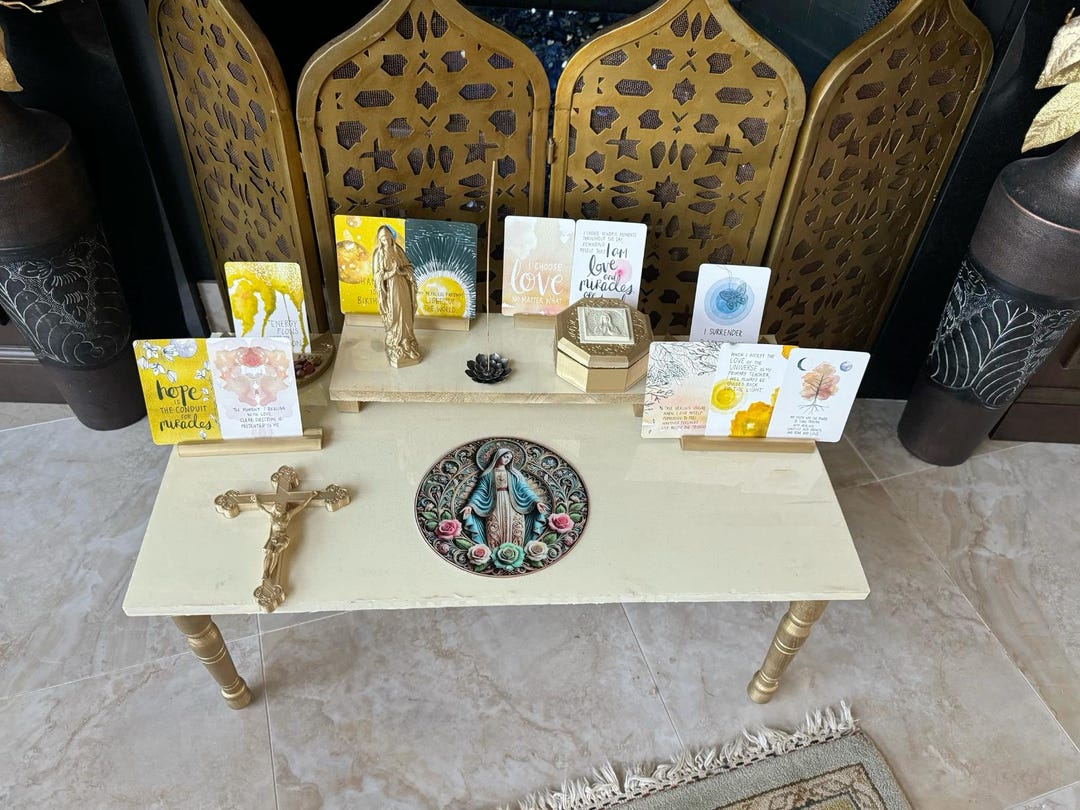 Meditation Table OVERSIZED- Set of 10, Virgin Mary, Spiritual Table ...