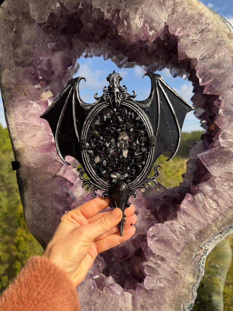 Gothic Victorian Bat Protection/ Attunement Wand | Quartz and Obsidian ...