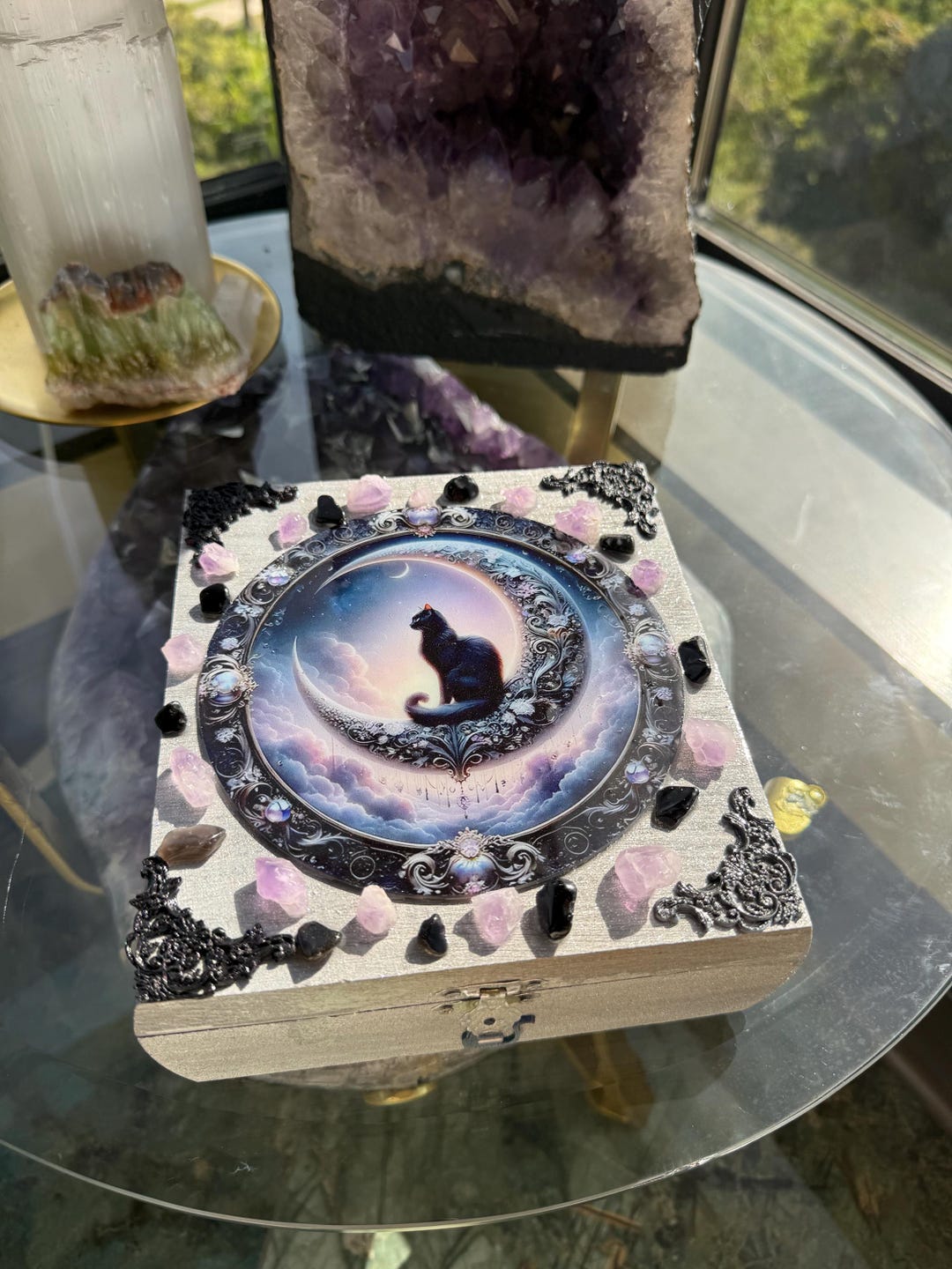Black Cat on the Moon Spell Chamber – Dark Moon Protection Vessel With ...
