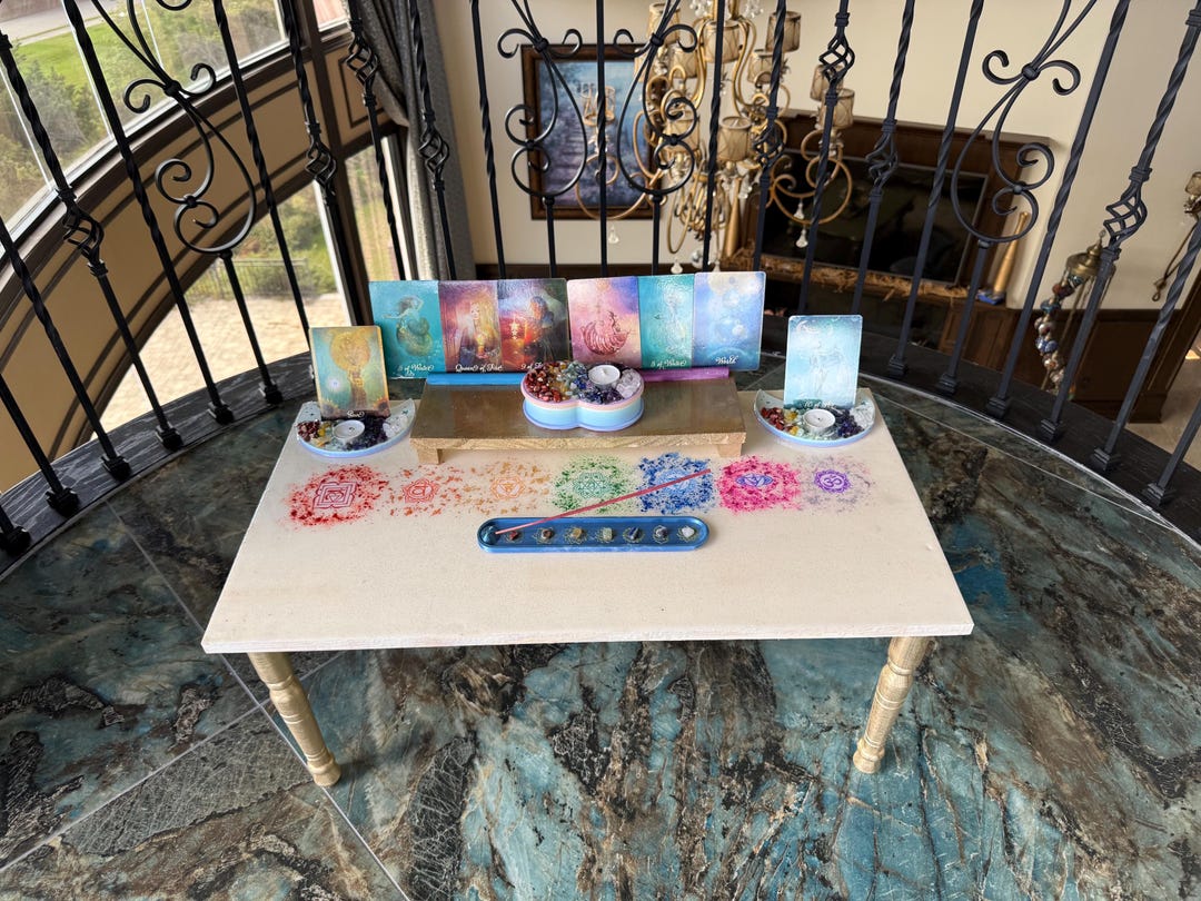 Chakra Meditation Table Large-set of 6, Ritual Table, Alter Table ...