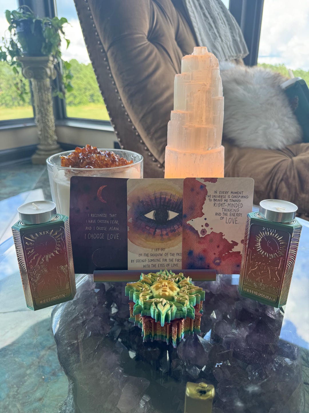 Tarot Card Stand, Sun and Moon Tarot Candle Holder Set, Tarot Holder ...