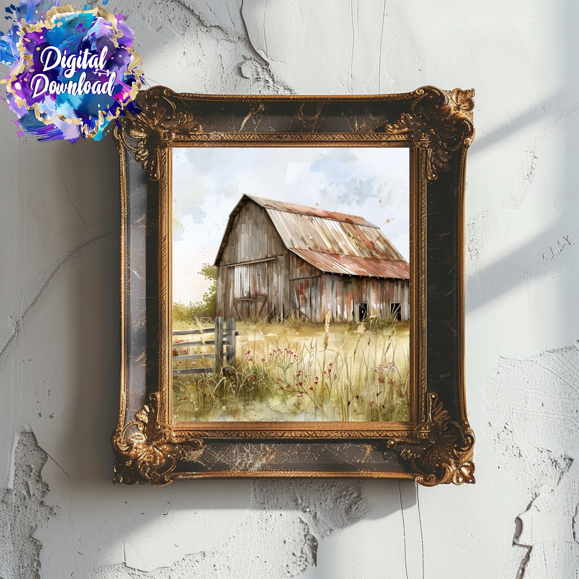 Digital Download Art Rustic Wall Art Print Barn Decor Vintage Landscape ...