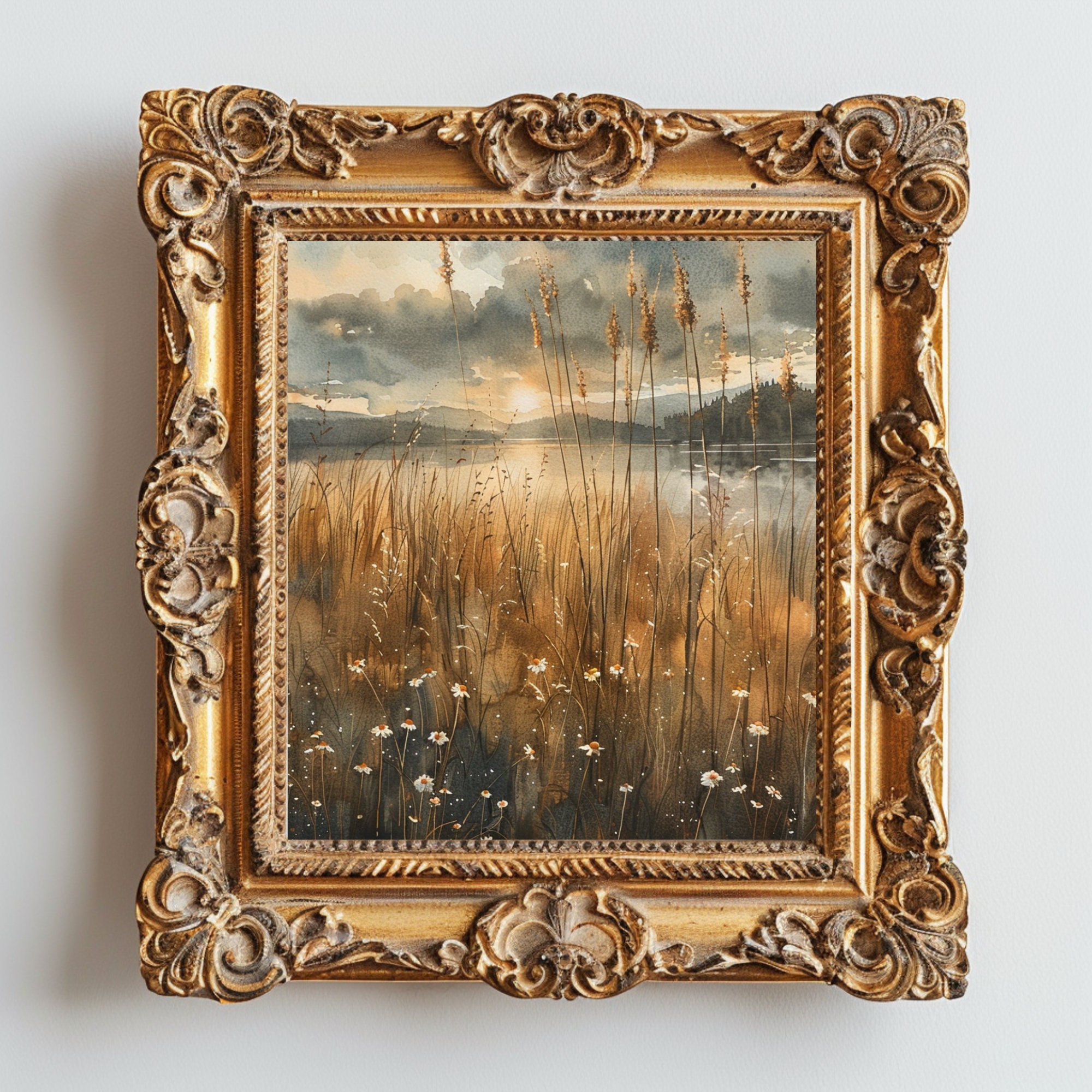Digital Download Rustic Wall Art Print Lake Decor Meadow Vintage Style ...