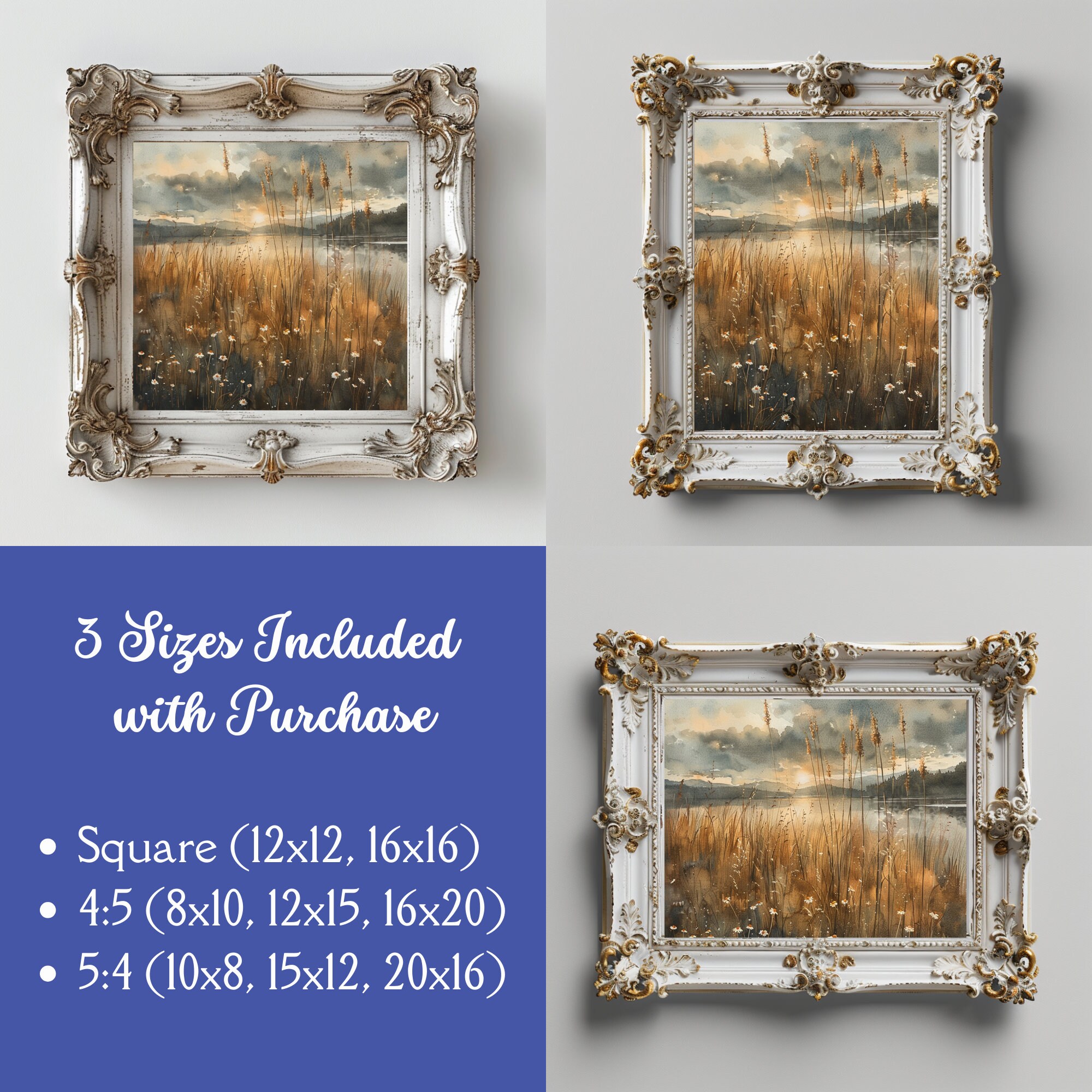 Digital Download Rustic Wall Art Print Lake Decor Meadow Vintage Style ...