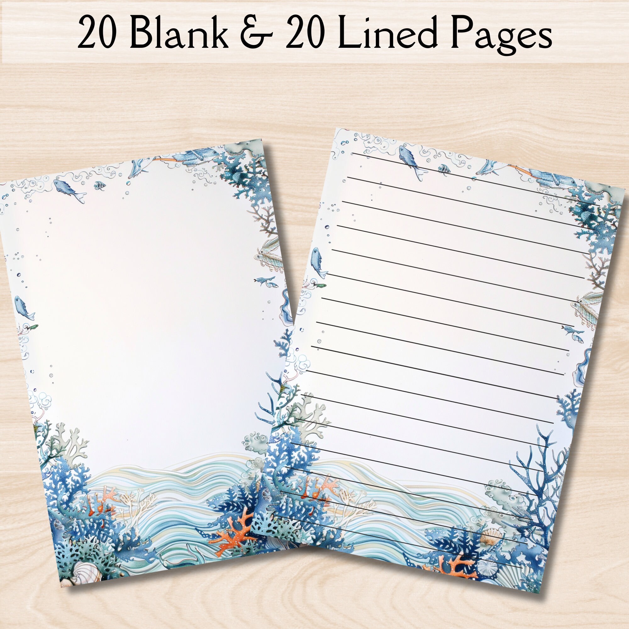 Digital Download of 20 Unique Ocean Stationery Pages With Dolphins ...