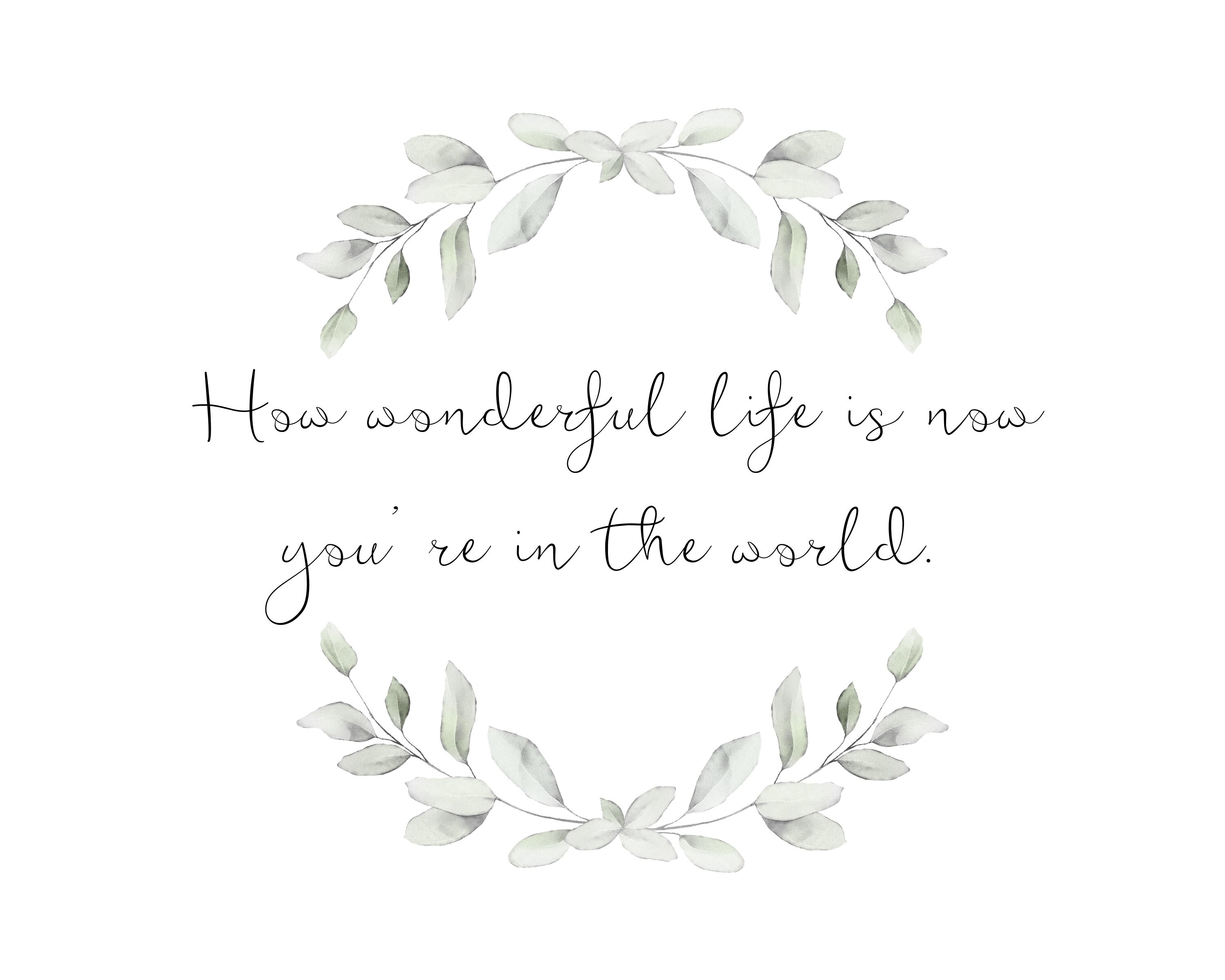 How Wonderful Life is Now You're in the World- Instant Download ...