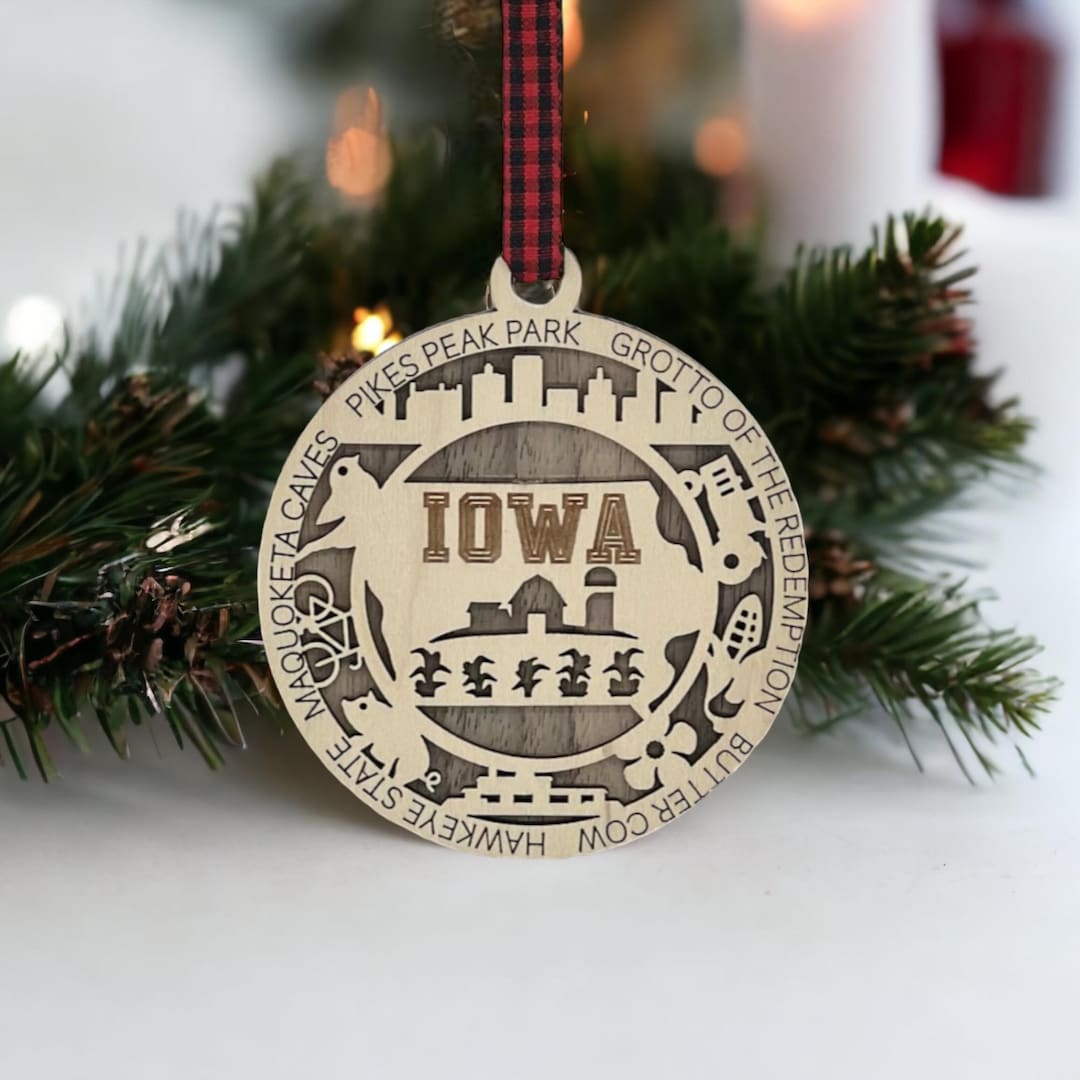 Iowa State Ornament, Iowa Christmas Tree Ornament, Des Moines Iowa ...
